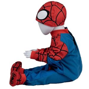 MARVEL Spider-Man Official Infant Deluxe Costume - Premium Quality Minky Fabric and Non-Slip Grip Booties (6-12M)