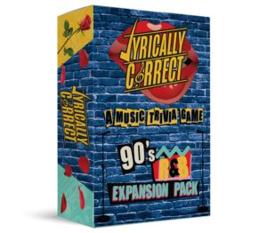 lyrically correct 90's expansion pack music trivia card game| multi-generational family gatherings, adult game night and fun trivia