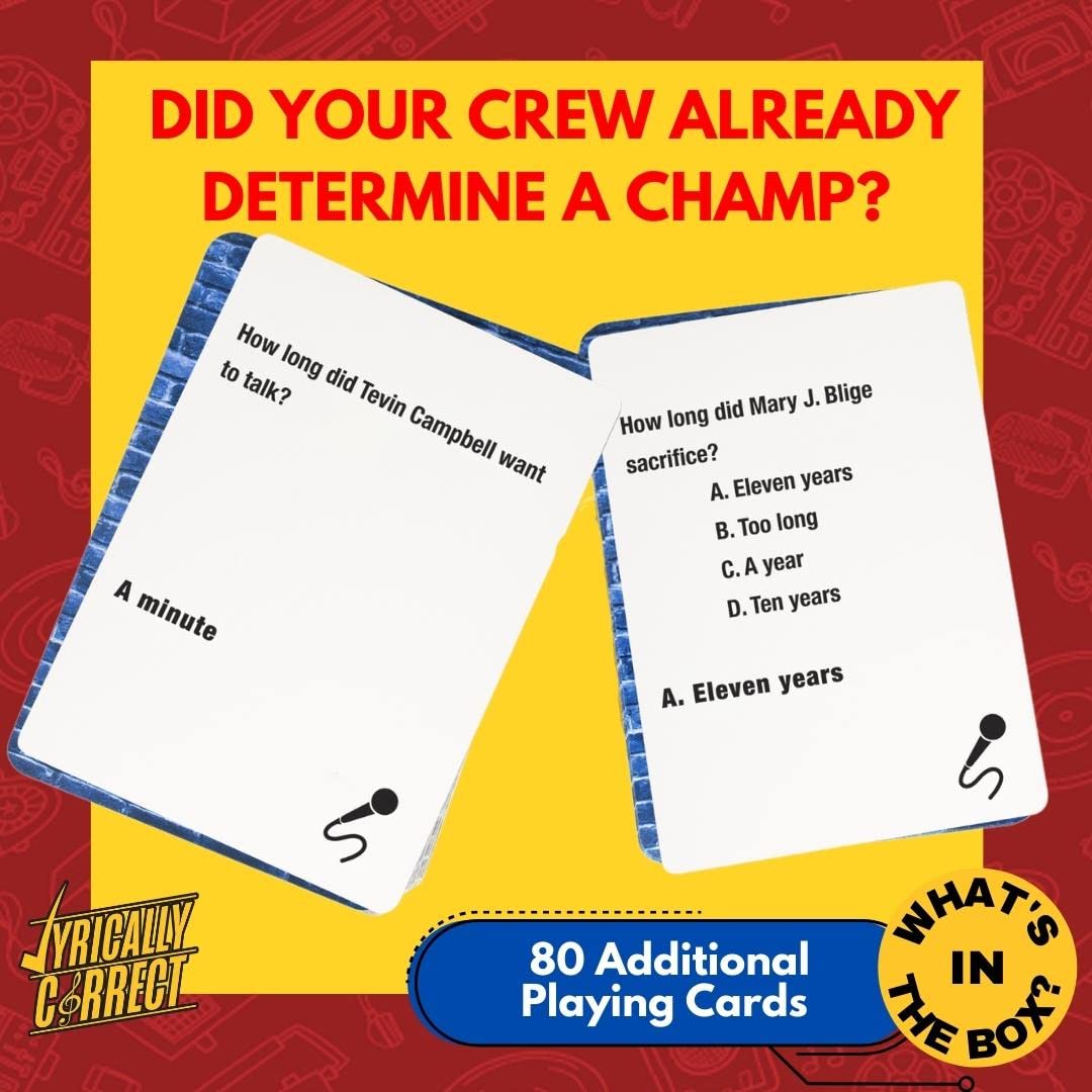 Lyrically Correct 90's Expansion Pack Music Trivia Card Game| Multi-Generational Family Gatherings, Adult Game Night and Fun Trivia