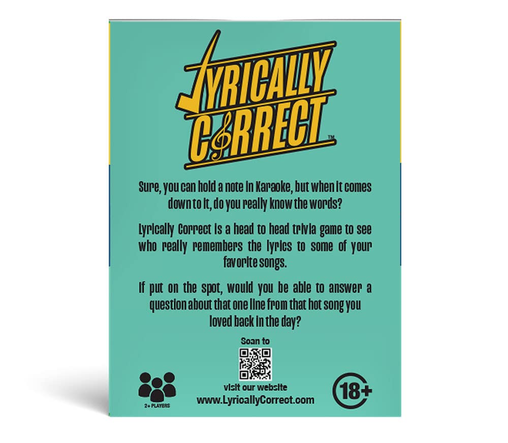 Lyrically Correct 90's Expansion Pack Music Trivia Card Game| Multi-Generational Family Gatherings, Adult Game Night and Fun Trivia