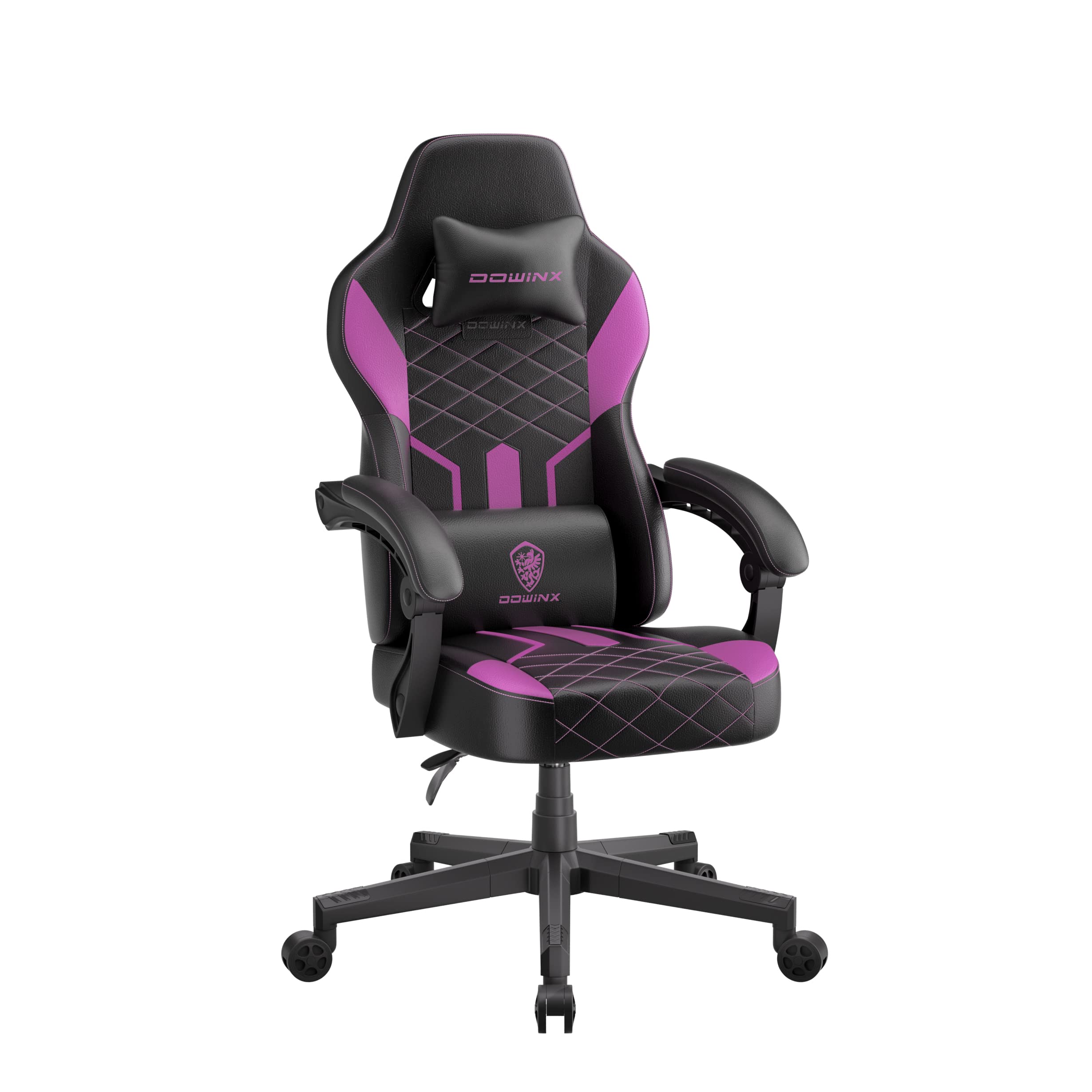 Dowinx Gaming Chair with Pocket Spring Cushion, Ergonomic Computer Chair High Back, Reclining Game Chair Pu Leather 350LBS, Purple