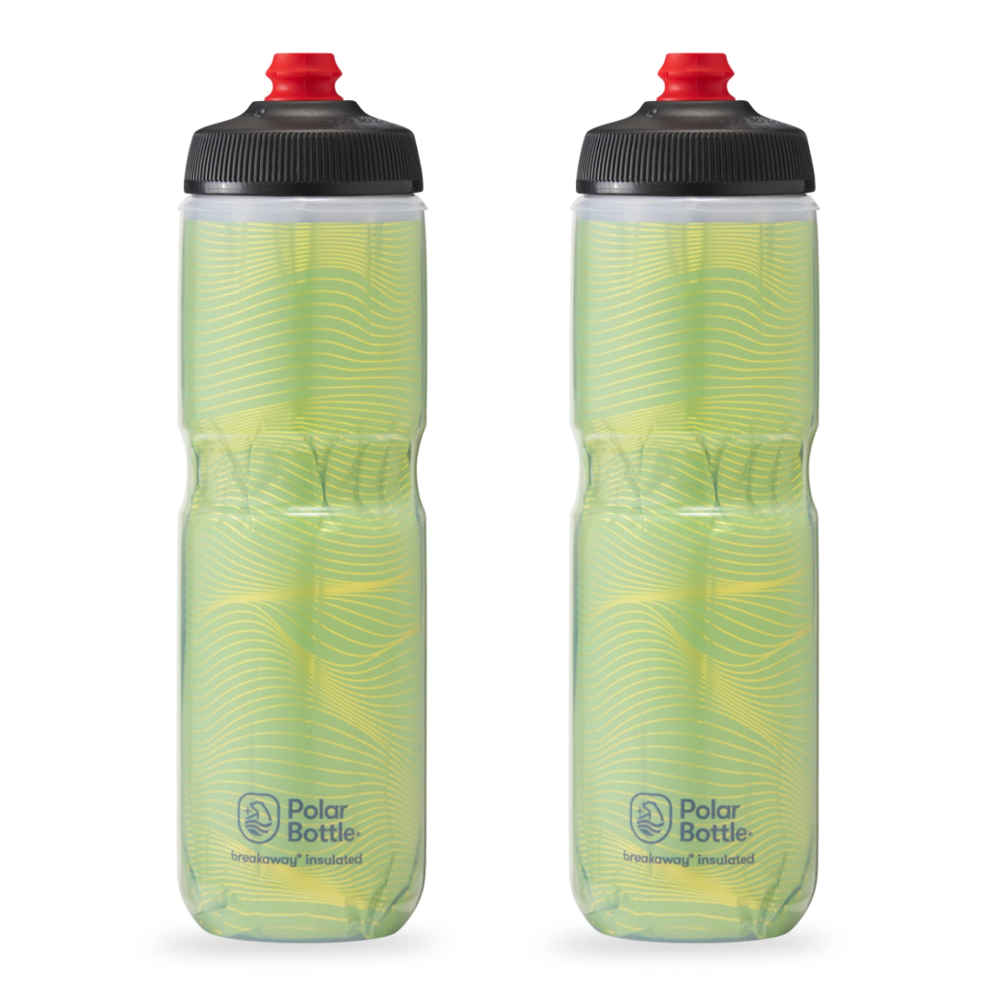 Polar Bottle Breakaway Insulated Water Bottle - BPA Free, Cycling & Sports Squeeze Bottle (Jersey Knit - Highlighter 24 oz) - 2 pack