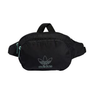 adidas originals sport waist pack/travel and festival bag, black/clear mint green, one size