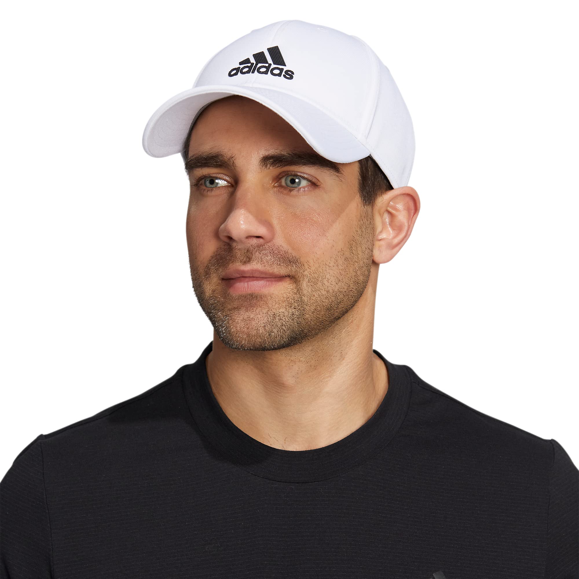 adidas Men's Decision Structured Low Crown Adjustable Fit Hat, White/Black, One Size