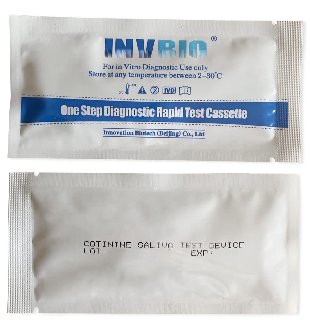 5 Ct-INVBIO Cotinine Saliva Test Kit at Home, Single Panel Oral COT Test, Cut-Off Level at 50 ng/mL, Highly Sensitive and Accurate