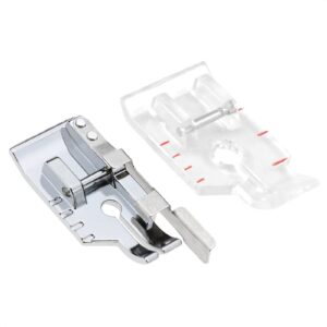 tiseker 2 pieces 1/4 inch quilting patchwork foot with edge guide, 1/4 inch clear view quilting presser foot, fit for all low shank snap-on singer, brother, babylock, janome, kenmore sewing machine