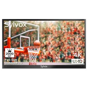 sylvox 65'' full sun outdoor tv waterproof 4k television, 2000nits all metal corrosion resistant, with wireless connection & wi-fi, for outdoor all area, pool series ot65a1kage 2023