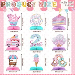 Hotop 9 Pcs Donut Two Sweet Birthday Party Decorations Table Honeycomb Centerpieces Donut Table Topper Doughnut Birthday Sign Decor Birthday Theme Table Party Supplies for Girls Baby Shower