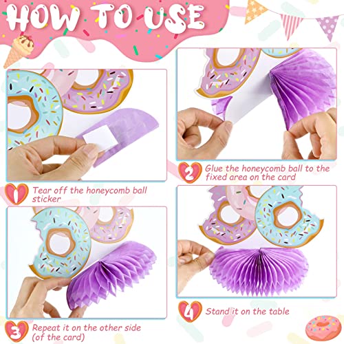 Hotop 9 Pcs Donut Two Sweet Birthday Party Decorations Table Honeycomb Centerpieces Donut Table Topper Doughnut Birthday Sign Decor Birthday Theme Table Party Supplies for Girls Baby Shower