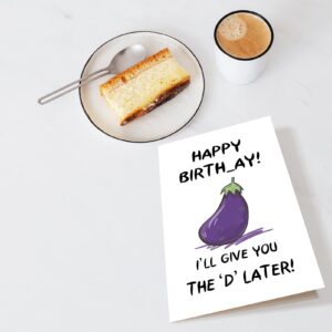 Chenive Happy Birthday Card for Wife Girlfriend, Naughty Birthday Greeting Card for Her, Funny Rude Bday Card, I’ll Give You The D Later