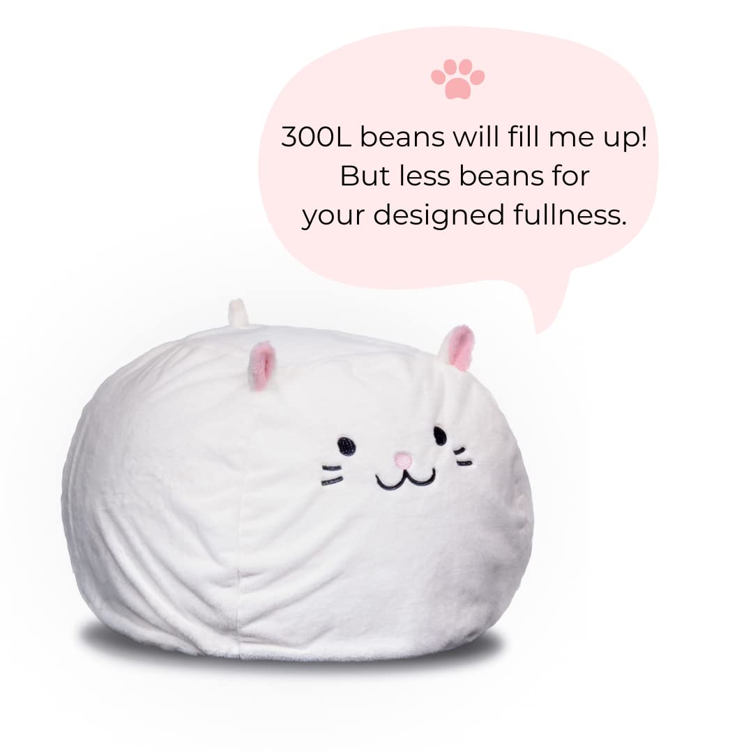 Furry Bean Bag Cover, Faux Fur Bean Bag Chair Cover for Kids, Teens and Adults 32x32x18in (Pinky Cat)