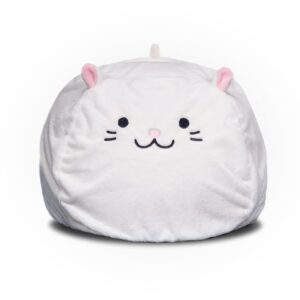 Furry Bean Bag Cover, Faux Fur Bean Bag Chair Cover for Kids, Teens and Adults 32x32x18in (Pinky Cat)