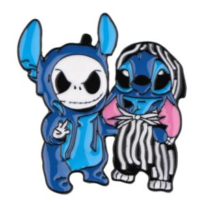 ivy & clover boutique cartoon entertainment trading pin fantasy pin collection (stitch x nbc jack skellington)