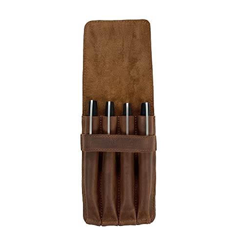 Leather Worx, Pen Holder, Pencil Case, Minimalist Style Holder, Classic Storage, Full Grain Leather, Handmade, Bourbon Brown