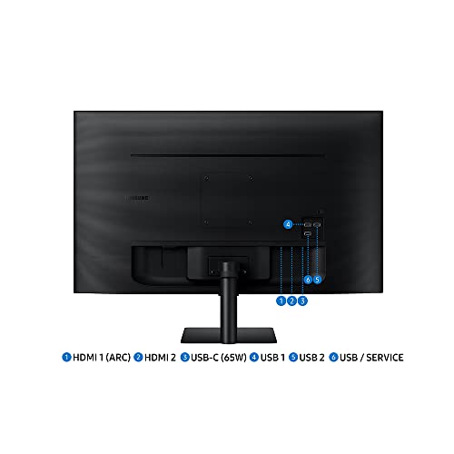 SAMSUNG 32" M70B Series 4K UHD USB-C Smart Monitor & Streaming TV, 4ms, 60Hz, HDR10, Wireless Display, Gaming and IoT Hubs, Alexa Built in, LS32BM702UNXGO, 2022, Black