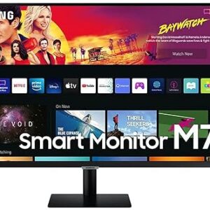 SAMSUNG 32" M70B Series 4K UHD USB-C Smart Monitor & Streaming TV, 4ms, 60Hz, HDR10, Wireless Display, Gaming and IoT Hubs, Alexa Built in, LS32BM702UNXGO, 2022, Black