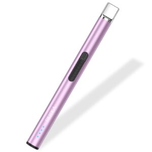 reidea lighter s4 pro electric usb rechargeable safety lock with led battery indicator flameless windproof arc plasma lighter for candle, fireworks (lavender purple)