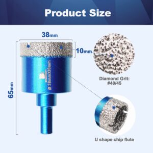 Dry Diamond Core Drill Bit Set,BRSCHNITT 1 1/2 Inch (38mm) Diamond Hole Saw Core Drill Bit with Triangle Shank for Porcelain Tile Ceramic Stone Granite Marble