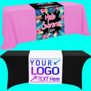 custom table runner with business logo text up to 36"x72" personalized logo table runner for business vendors wedding birthday, 30"x72"