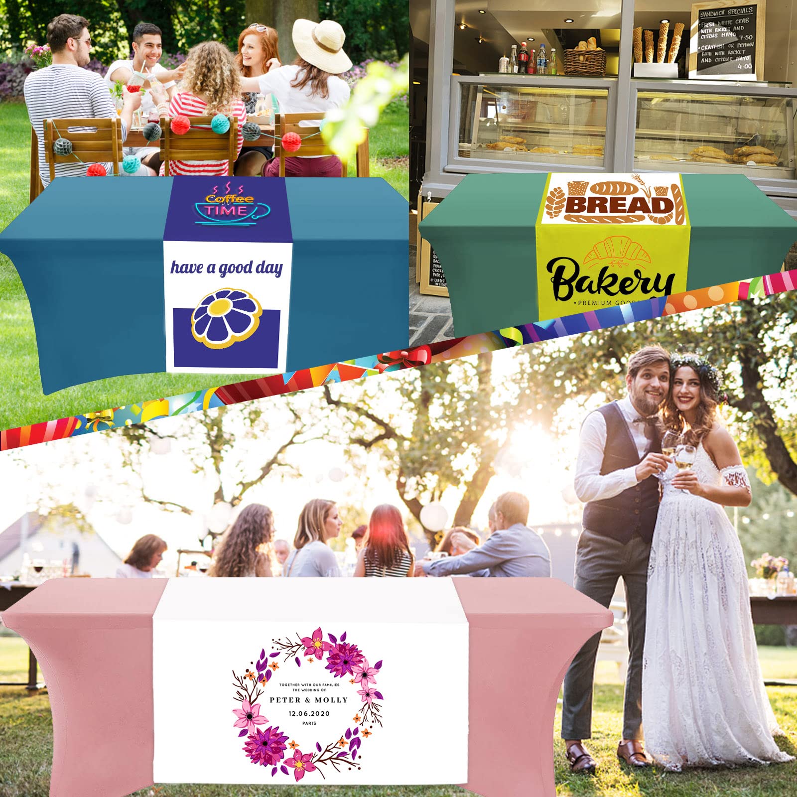 Custom Table Runner with Business Logo Text Up to 36"x72" Personalized Logo Table Runner for Business Vendors Wedding Birthday, 30"x72"