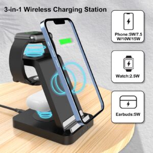 Wireless Charger for Apple Multiple Devices, iphone Charging Station for iPhone 13/13 Pro/13 Pro Max/12/12 Pro Max/11/X, 3 in 1 Wireless Charger Stand Dock for Apple Watch Series, AirPods Pro