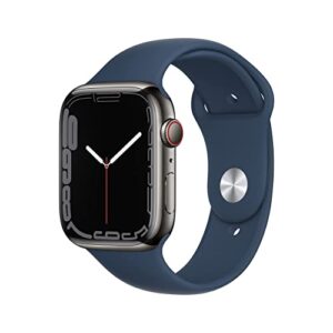 apple watch series 7 (gps + cellular 45mm) graphite stainless steel case with abyss blue sport band (renewed)