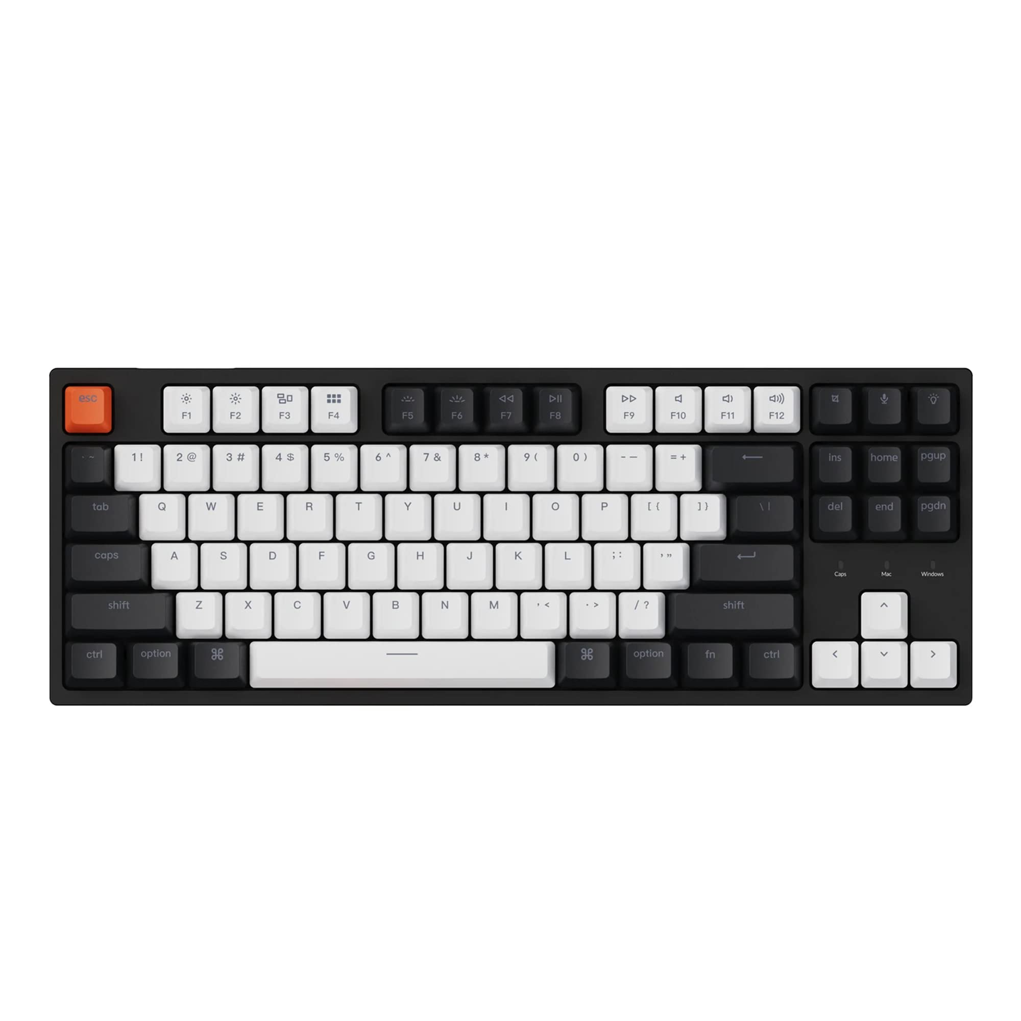 Keychron C1 87 Key Hot-swappable Wired Mechanical Keyboard, USB Type-C Cable, Double-Shot ABS Keycaps TKL Mechanical Gaming Keyboard, White Backlit Gateron G Pro Brown Switch for Mac Windows