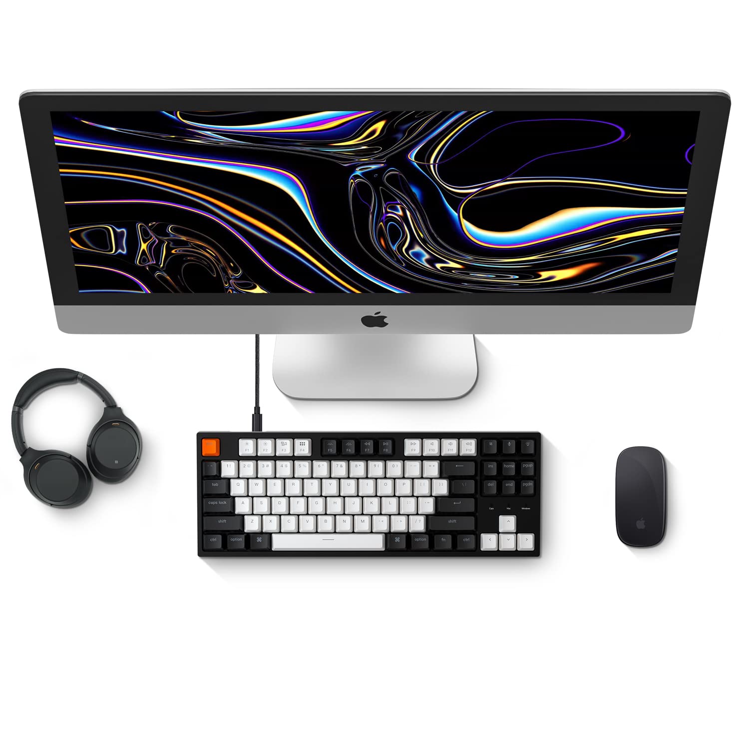 Keychron C1 87 Key Hot-swappable Wired Mechanical Keyboard, USB Type-C Cable, Double-Shot ABS Keycaps TKL Mechanical Gaming Keyboard, White Backlit Gateron G Pro Brown Switch for Mac Windows