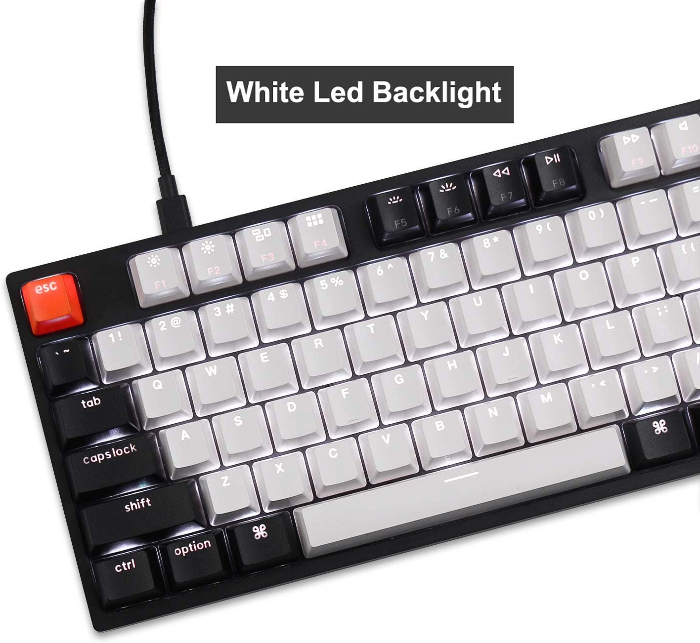 Keychron C1 87 Key Hot-swappable Wired Mechanical Keyboard, USB Type-C Cable, Double-Shot ABS Keycaps TKL Mechanical Gaming Keyboard, White Backlit Gateron G Pro Brown Switch for Mac Windows