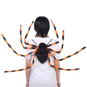 orha halloween adult spider backpack costume black colorful spider clothes funny candy bag 8 spider legs horror plush spider decoration (colorful)