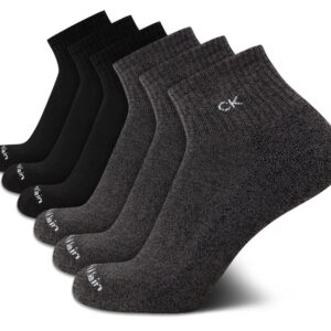 Calvin Klein Men's Socks - Cushioned Above Ankle Athletic Mini-Crew Socks (6 Pack), Size 7-12, GreyBlack