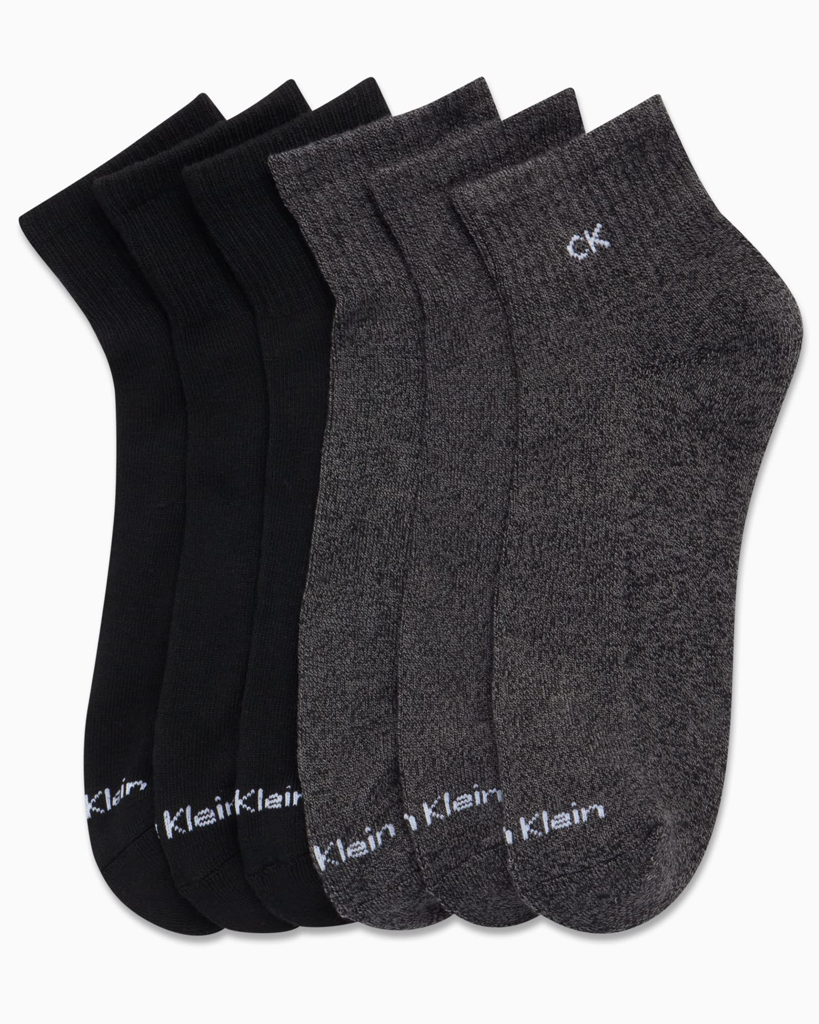 Calvin Klein Men's Socks - Cushioned Above Ankle Athletic Mini-Crew Socks (6 Pack), Size 7-12, GreyBlack