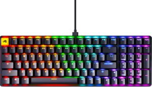 glorious gmmk 2 gaming mechanical keyboard - hotswap cherry mx style linear switches- full size wired keyword- double shot keycaps, rgb - pc setup accessories - 96%, black