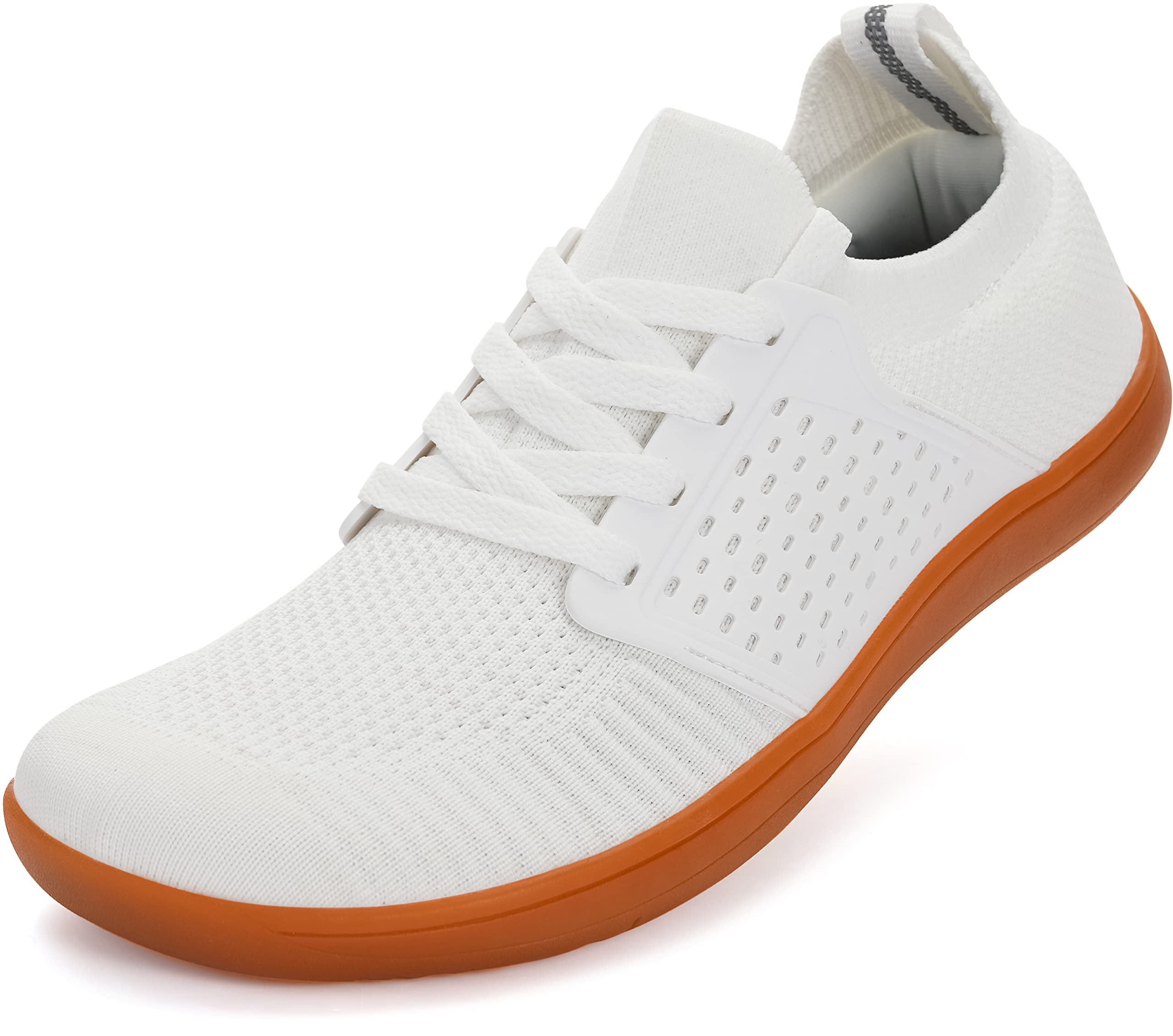 WHITIN Women's Minimalist Barefoot Low Zero Drop Shoes Female Sneakers Width Ladies Size 10.5 Wide Toe Box Trail Running Wider Tennis White/Gum 42