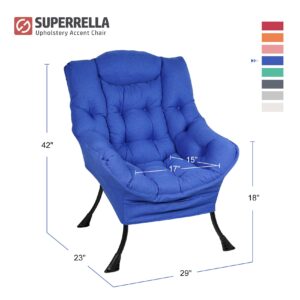 Superrella Modern Soft Accent Chair Living Room Upholstered Single Armchair High Back Lazy Sofa (Navy)