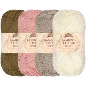 jubileeyarn bamboo cotton sport yarn - 50g/skein - shades of neutral tones - 4 skeins