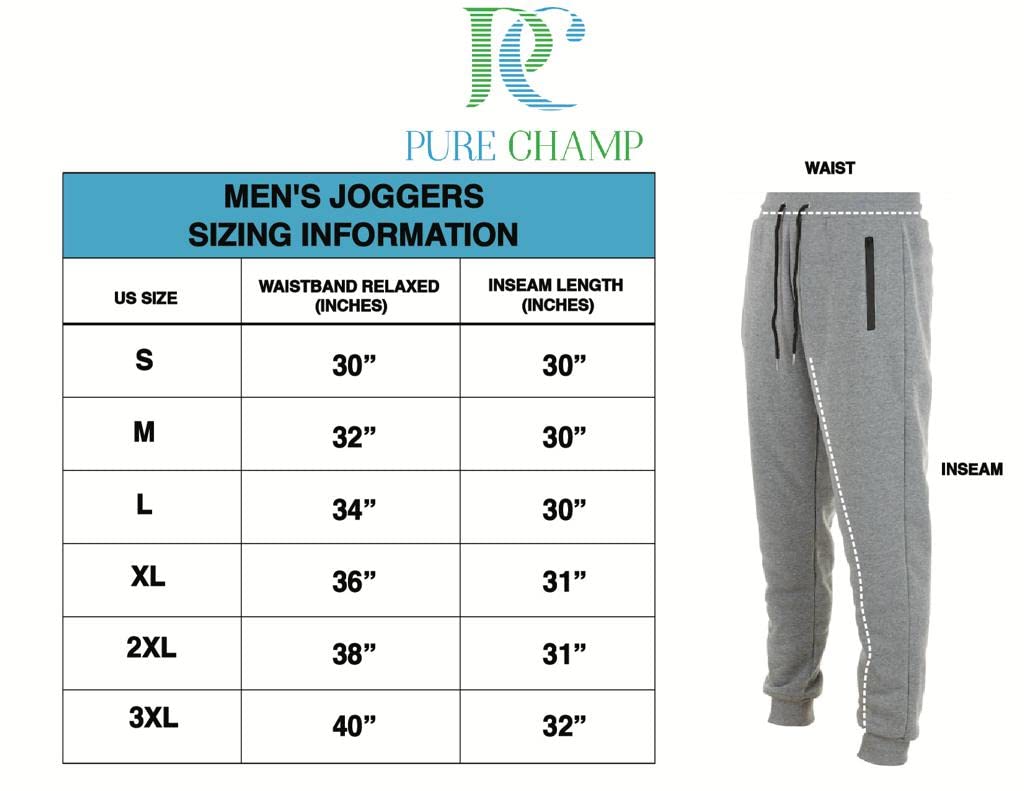 PURE CHAMP Mens 3 Pack Fleece Active Athletic Workout Jogger Sweatpants for Men with Zipper Pocket and Drawstring Size S-3XL (Large, Set 3)