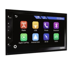 clarion fx450 car stereo car-truck-suv radio 2 din touch screen, apple car play and android auto, bluetooth, 50 wts x 4, am-fm, rear view camera input