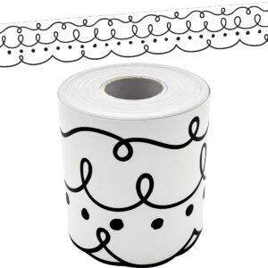 teacher created resources squiggles and dots die-cut rolled border trim (tcr8914),black, white