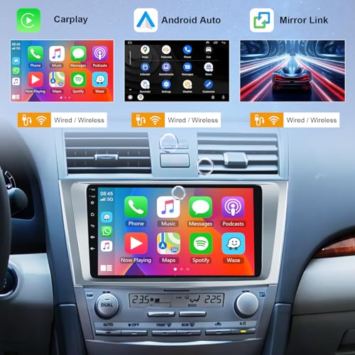 Android Car Stereo Radio for Toyota Camry 2006-2011 with Apple Carplay Android Auto, Rimoody 9 Inch Touch Screen GPS WiFi Mirror Link Bluetooth FM HiFi Backup Camera