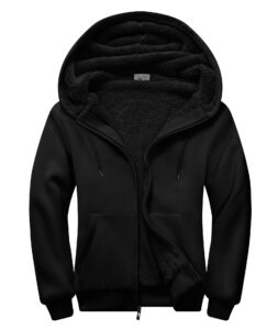 v valanch men hoodies zip up sherpa lined sweatshirt heavyweight thick warm fleece winter jacket coat, black xl