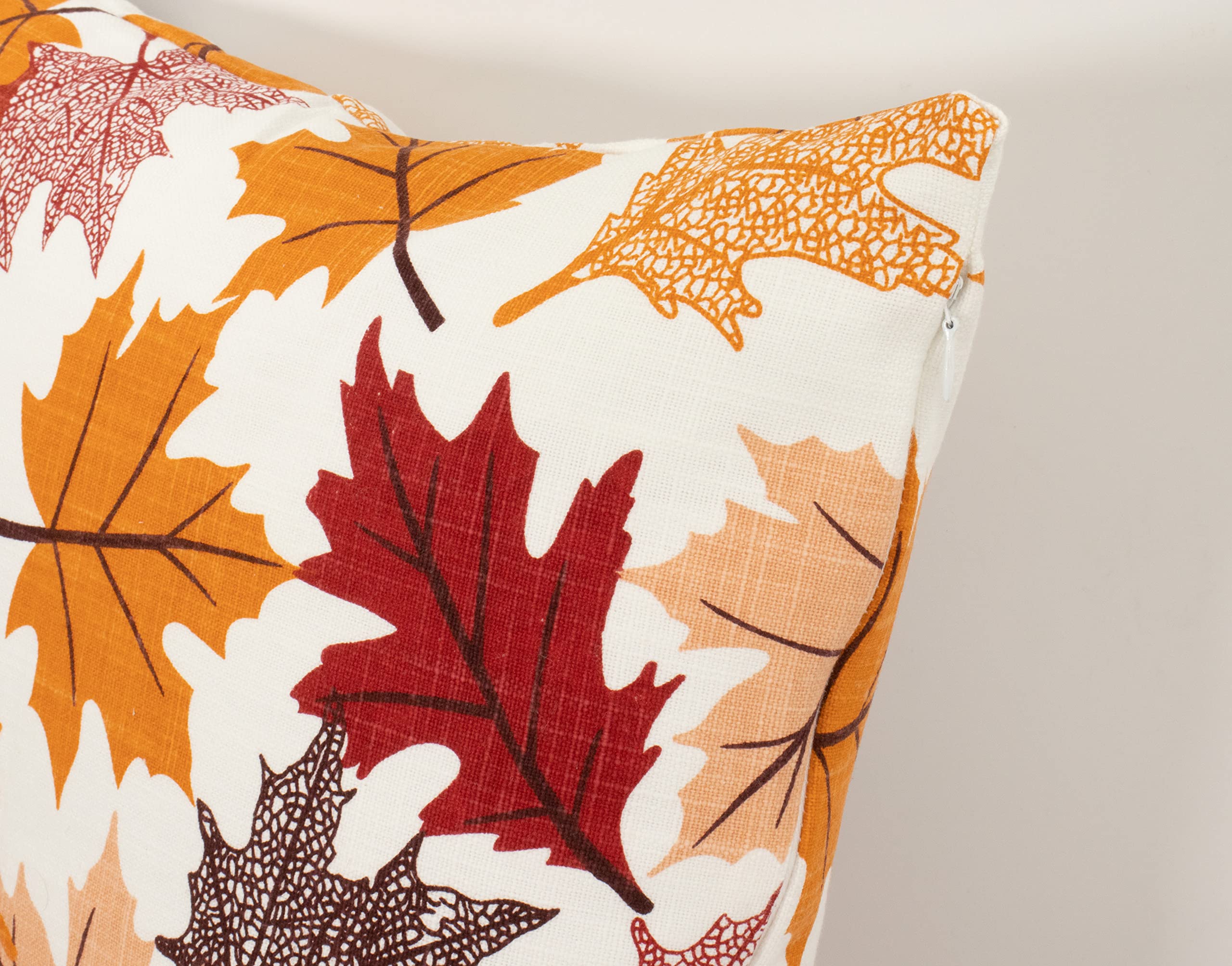 PurpleEssences Autumn Decorations Fall Porch Outdoor Throw Pillow Covers Décor Maple Leaves Farmhouse Cushion Cases 18 x 18 Inch Set of 2 for Home Couch Sofa Patio Bench - Maple Leaves