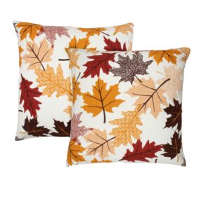 purpleessences autumn decorations fall porch outdoor throw pillow covers décor maple leaves farmhouse cushion cases 16 x 16 inch set of 2 for home couch sofa patio bench - maple leaves