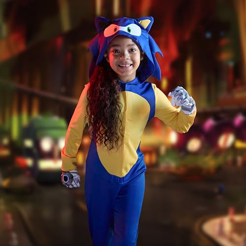 Disguise Sonic Costume for Kids, Official Sonic Prime Costume and Headpiece, Size (10-12)