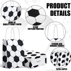 30 Pcs Soccer Party Favor Bags Soccer Paper Goodie Bags Soccer Themed Print Present Bags Candy Bags for Kids Boys Girls Adult Soccer Football Sports Birthday Party Supplies