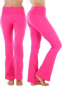 tobeinstyle women's premium fold over yoga flare pants - fuchsia - x-large