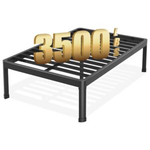 yitong angel full bed frame with round corner edge legs, 18 inch heavy duty support 3500 lbs metal platform bed frame full size, no box spring needed/noise free/non-slip/steel slat support