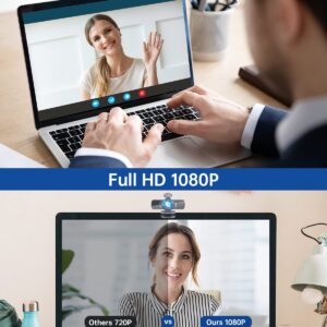 Webcam with Microphone, 1080P 30fps HD Webcams, USB 2.0 Computer Webcam, 3D Noise Reduction and Automatic Gain Web Cam for PC Mac Laptop Desktop,Video Calling, Online Classes and Video Conference