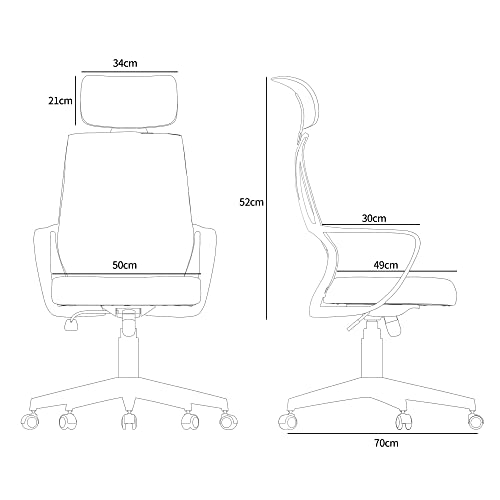 FEZIBO Office Chair Desk Chair Computer Chair Swivel Rolling Task Chair High Back Ergonomic Conference Room Chair Adjustable Mesh Work Study Chair with Armrest for Adults, Black