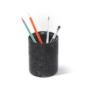 cabalay marble pencil pen holder for desk,makeup brush holder, stand for desk marble pattern pencil cup for kids durable organizer ideal gift for home, office(black)